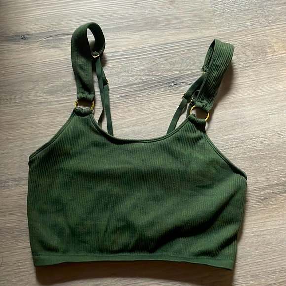 aerie | Tops | Arie Green Cropped Tank With Gold Accents | Poshmark